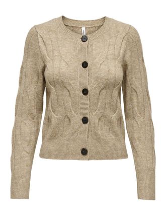 Only Damen Onlrio Life Ls Cable O-Neck Cardi KNT Pullover, Tannin/Detail:Melange, 46