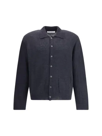 Our Legacy Mens Alpaca Cardigan Black Fuzzy Sweater