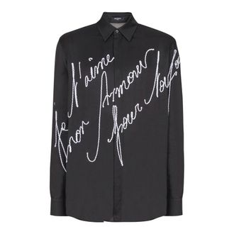 Balmain Homme, Chemises, Noir, Taille: S Chemise fluide brod&eacute;e &laquo; Lettre damour &raquo;