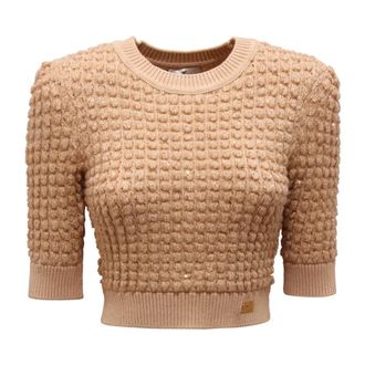 Elisabetta Franchi Maglia Cropped Paillettes Sweater - - Knitwear - Damen - Beige - S