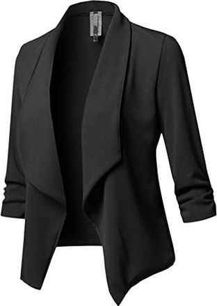 ORANDESIGNE Blazer Femme Chic Et Elegant Court Veste Legere Ete Jacket Costume Office Manteau Mode Casual Bureau Sweater Cardigan Habillé Veste De Tailleur Noir X