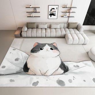 Generic Tapis Lavable &agrave; Poils Courts, Tapis Antid&eacute;rapant Doux Anime Mignon Dessin Anim&eacute; Chat pour Salon Salle &agrave; Manger Chambre &agrave; Coucher et Bureau - D&eacute;coratio
