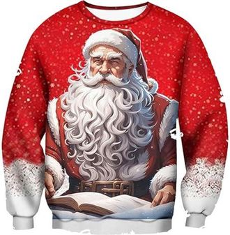 Generic Cadeau No&euml;l Pull Homme Mode Casual T-Shirt Manches Longues Hommes Sport Coton Pull Moche de Noel Hommes Lumineux Grande Taille Cadeau No&euml;L Homme