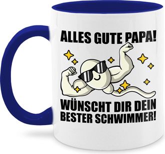 Shirtracer Tasse Tassen 325ml - Geschenk zum Vatertag - Alles Gute Papa - Wünscht dir dein bester Schwimmer - 325 ml - Dunkelblau - vater sohn geschenke daddy be