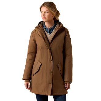 Ariat Womens Barrowmere Waterproof Insulated Parka Jacket Long Sleeve in Malt, Size X-Large, by Ariat
