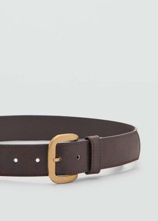 Mango Ceinture boucle carr&eacute;e chocolat - Femme - S - MANGO
