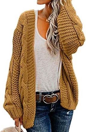 Generic Cardigans Oversize pour Femmes, Cardigans en Tricot pour Femmes, Cardigan Ouvert sur Le Devant en Grosse Maille Pull
