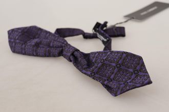 Dolce & Gabbana Mens Blue Geometric Silk Adjustable Neck Papillon Tie