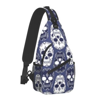 AOOEDM Herren-Umhängetasche, Schulterrucksäcke, Totenkopf-Brusttaschen, Anti-Diebstahl-Umhängetasche, Mehrzweck-Tagesrucksäcke für Wandersport, für Teenager