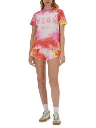 Msgm Tie-Dye Cotton Bermuda Shorts - Multicolor