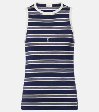 Saint Laurent D&eacute;bardeur Cassandre ray&eacute; en coton