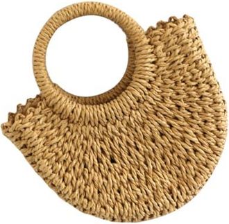 Hemoton Paquet &agrave; Main En Paille Tress&eacute;e Demi-lune Paquet De Plage Femme Couleur Marron L&eacute;ger Et Spacieux Pochette &agrave; Main Polyvalente Pour &Eacute;t&eacute; Et Vacances Shop