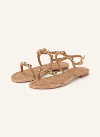 Via Mercanti Viamercanti Sandalen Mit Schmucksteinbesatz beige