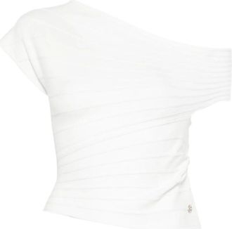 Twinset Femme, Blouses et Chemises, Blanc, Taille: 38 FR Haut Tricot Asym&eacute;trique Drap&eacute;