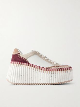 Chloé Nama Sneakers Aus Leder Mit Velourslederbesätzen Und Plateau - Neutral