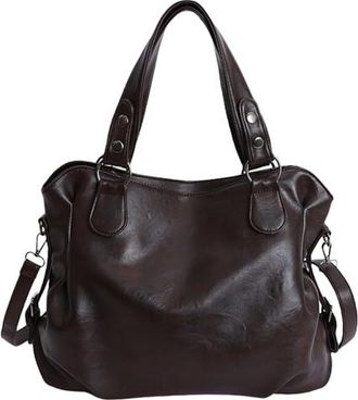 Generic Sac fourre-tout souple en polyur&eacute;thane pour femme - Automne et hiver - Grande capacit&eacute; pour le quotidien, les voyages et le travail, caf&eacute;, 14.17x11.02