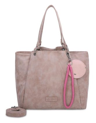 Fritzi Aus Preu&szlig;en Fritzi42N Vintage Taupy Shopper Kunstleder Damen Handtasche Umh&auml;ngetasche Festival City vegan abnehmbarer Anh&auml;nger abnehmbare Tasche Vintage-Waschung 