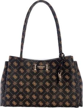 Guess sac &agrave; &eacute;paule Carrie Logo Girlfriend Carryall Espresso Logo marron fonc&eacute;