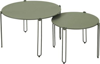 Oviala Lot de 2 tables basses gigognes de jardin vert kaki
