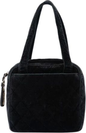 Chanel Sac &agrave; main matelass&eacute; en velours Pre-owned - Femme - Pre-owned - Noir - Taille: ONE Size