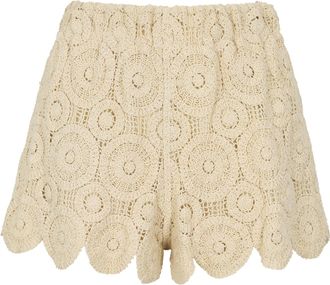 Apricot Crochet Circle Mini Shorts