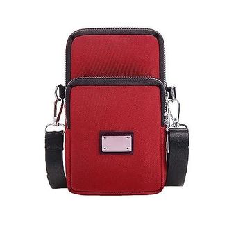 Generic Sac &agrave; bandouli&egrave;re polyvalent de couleur unie pour t&eacute;l&eacute;phone portable, sac &agrave; langer vertical pour adolescente, Rouge, taille unique