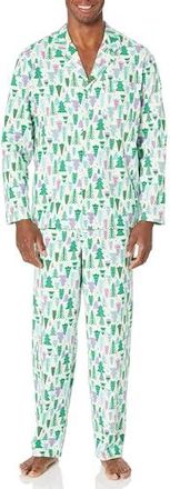 Amazon Essentials Ensemble de Pyjama en Flanelle Homme, Écru Sapin de Noël, S