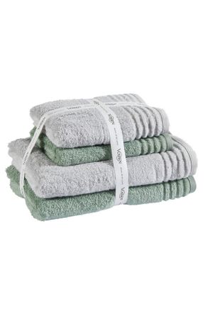 Vossen Frottierset SET Vienna Style, Gr&uuml;n, Hellgrau, Textil, 4-teilig, Uni, hochwertige Qualit&auml;t, Badtextilien, Handtuch-Sets