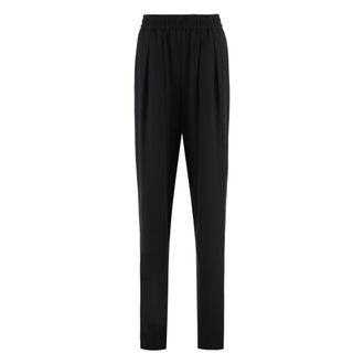Emporio Armani Schwarze Cr&ecirc;pe Hose mit Elastischem Bund - - Trousers - Damen - Schwarzk - L