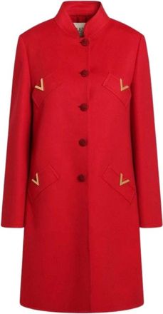 Valentino Garavani Femme, Manteaux, Rouge, Taille: 36 FR Manteau Drap&eacute; en Laine et Cachemire