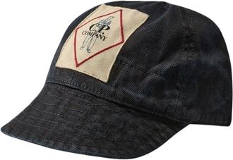 C.P. Company C.p. Company, Homme, Accessoires, Bleu, Taille: ONE Size 3/4 Plated Denim Logo Cap