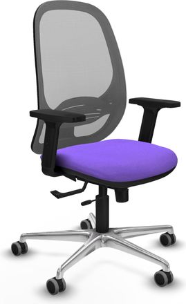 Piqueras y Crespo Studiostuhl mit Rollen von Cilanco mit 2D-Armen, h&ouml;henverstellbare Lendenwirbelst&uuml;tze, ausgestattet mit Syncro/Traslack und Schneideschaum, Grau/Lila