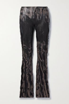 Acne Studios Hose Mit Geradem Bein Aus Leder In Knitteroptik Mit Distressed-details - Schwarz