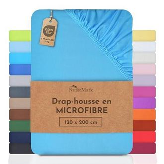 NatureMark Drap de lit en Microfibre à Prix réduit! Beaucoup de Tailles et de Couleurs Marchandise de Marque (Drap de lit 120 x 200 cm, Turquoise)