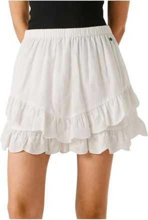 Pepe Jeans London Femme, Jupes, Blanc, Taille: 38 FR Ruffled Short Skirt