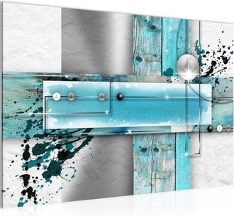 Runa Art Bild Abstrakt Modern Wandbilder Wohnzimmer 1 Teilig - Made In Germany - Perlen Grau T&uuml;rkis Flur 107815a