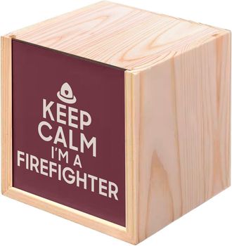 Fabulous Holzkiste mit Aufschrift Keep Calm Im a Firefighter Parodie, Beruf, Feuerwehrmann, 10 x 10 x 10 cm)