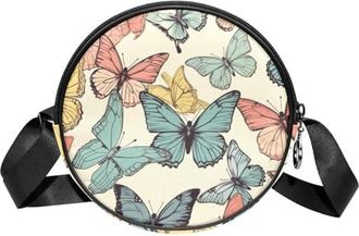 Generic Sac &agrave; bandouli&egrave;re rond pour femme, petit sac &agrave; bandouli&egrave;re color&eacute; avec fermeture &eacute;clair, bretelles r&eacute;glables, sac &agrave; main rond d&eacute;contract&eacute; pour femmes 