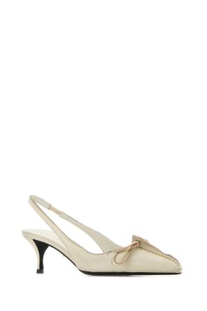 Prada Womens Ivory Leather Pumps Talco Scarpe Con Tacco High Heel Shoes