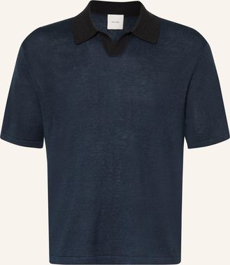 Calvin Klein Strick-Poloshirt Mit Leinen blau