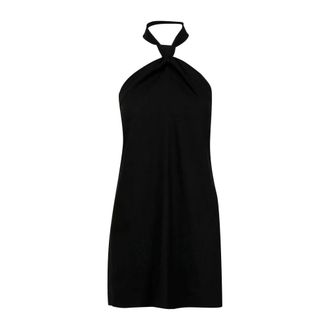 Erika Cavallini Semi Couture Schwarzes Kurzes Kleid mit Krawattenhals - - Dresses - Damen - Schwarzk - XS
