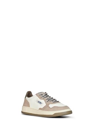 Autry Mens Sneakers Medalist Low White-Licorice Calf Leather Trainers