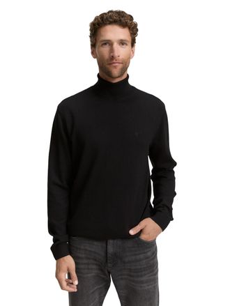 Tom Tailor Herren 1048013 Rollkragenpullover aus Baumwolle, 29999-Black, XXL