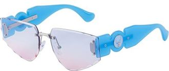 Generic Lunettes de soleil punk sans monture pour femmes et hommes - Lunettes de soleil vintage sans monture UV400, C8 bleu, taille unique 2026