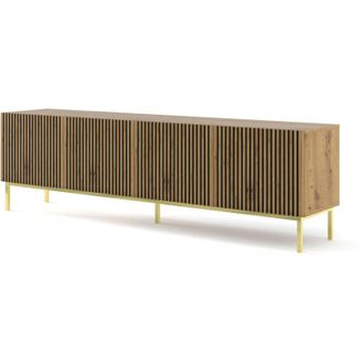 AC-D&eacute;co Mobile Ravenna F Porta Tv In Mdf Verniciato 4d 200 Struttura In Rovere Artigianale Oro