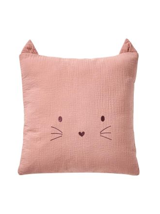 Vertbaudet Kissen mit Tiermotiv aus Baumwollgaze, Rosa, TU