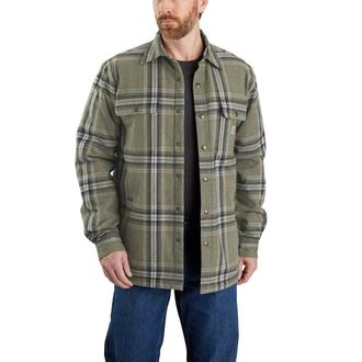 Carhartt Work in Progress Herren Langarmhemd Flannel Sherpa Lined Shirt, Farbe:Basil, Größe: XXL