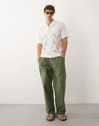 Stan Ray Pantalon baggy &agrave; taille &eacute;lastique - Kaki-Vert