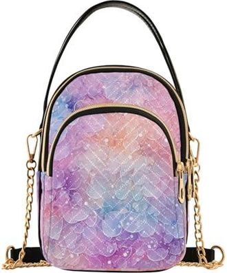 Mnsruu Sac à bandoulière pour femme avec sangle réglable et paillettes arc-en-ciel brillantes et teinture par noeuds