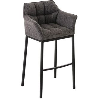 Clp Tabouret de bar Damaso en Tissu avec 4 pieds Gris titane Noir